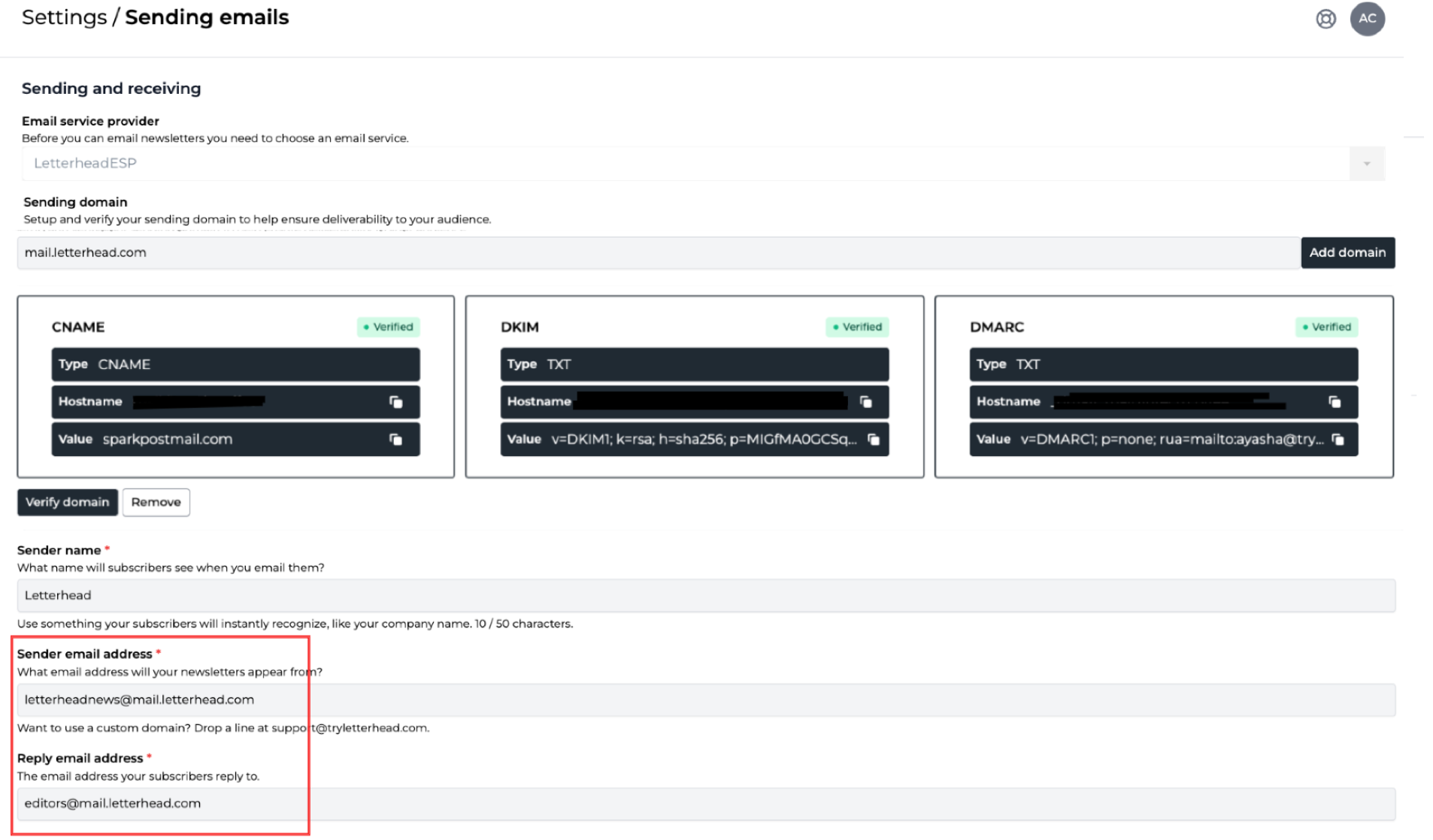 How do I set up my custom sending domain for my organization or my channel?