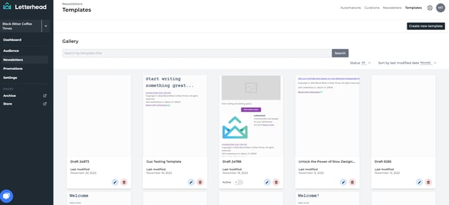 Create, Edit, Delete and Activate/Deactivate a Template